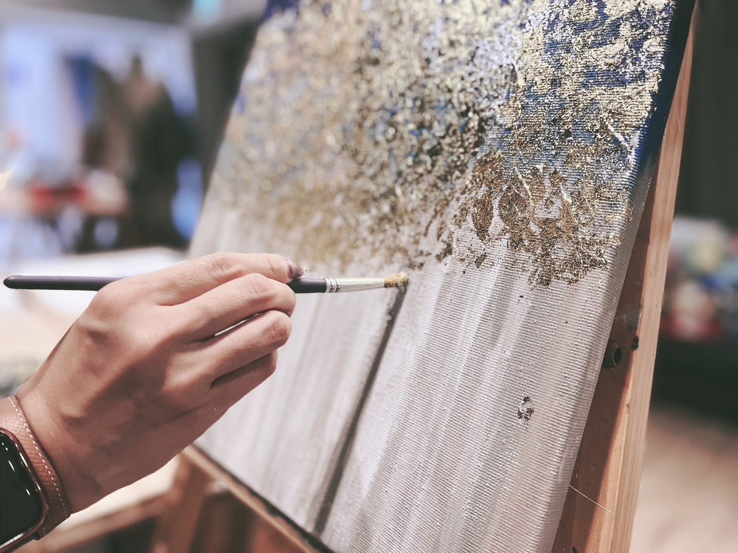 New Taipei Mie｜Gold leaf abstraction｜Acrylic painting creation ...
