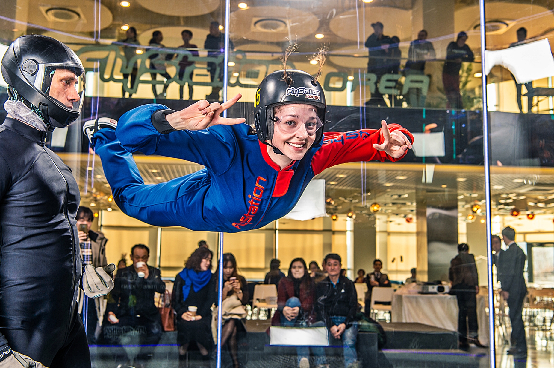 Experience Indoor Skydiving & Korean Sauna / Enjoy traditional grilled ...